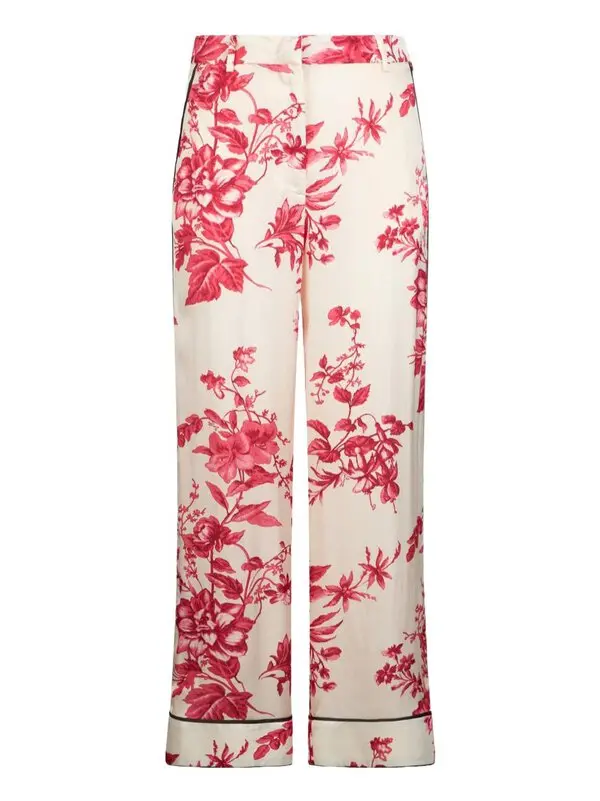 Liu Jo Floral Print Wide Leg Trousers - Red
