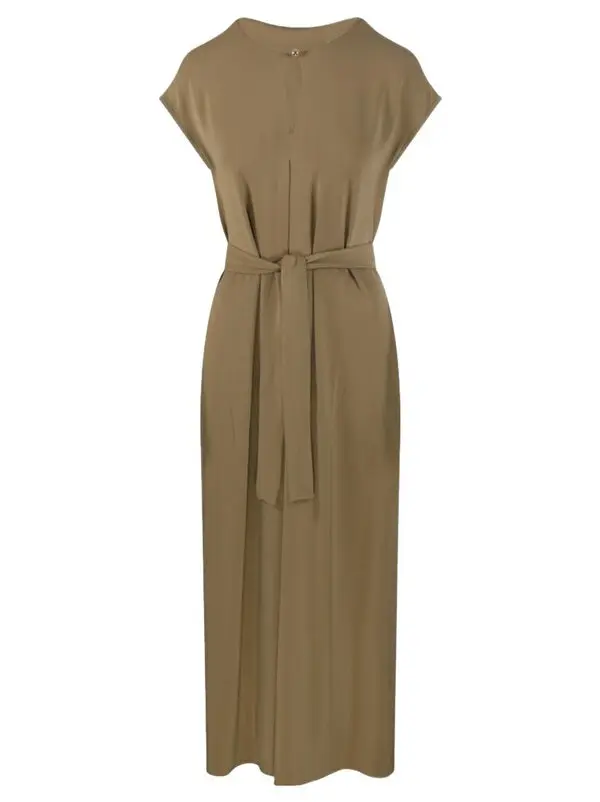 Max Mara Short Sleeve Belted Midi Dress - Brown