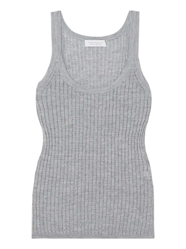 Gabriela Hearst Nevin Pointelle-knit Cashmere And Silk-blend Tank - Dark Gray