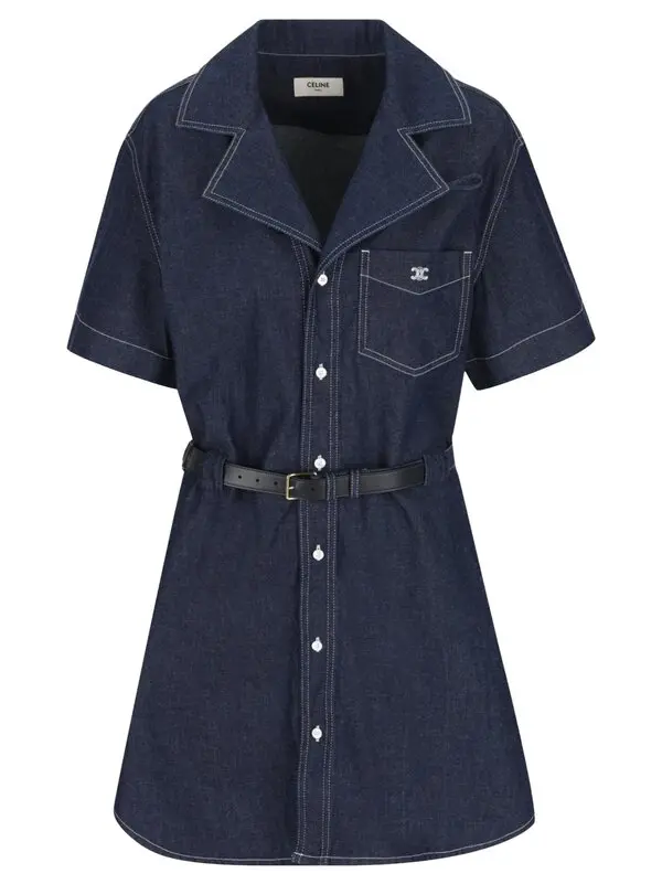 Celine Short Sleeve Shirt Dress - No