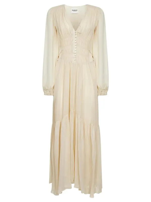 Isabel Marant Étoile Briane V-neck Gathered Midi Dress - Nude