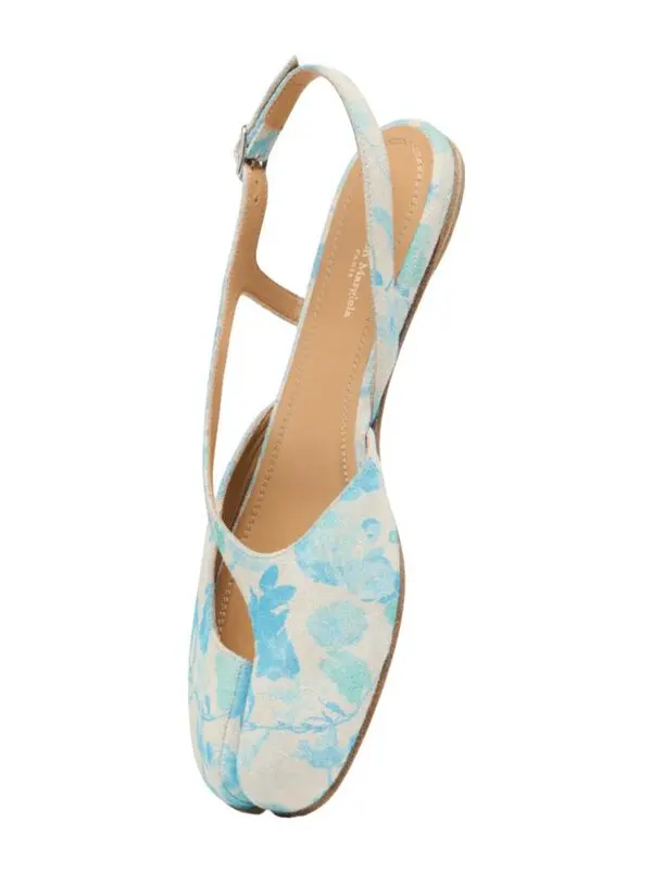 MAISON MARGIELA Tabi Slingback Ballerina With Floral Print - White/light Blue