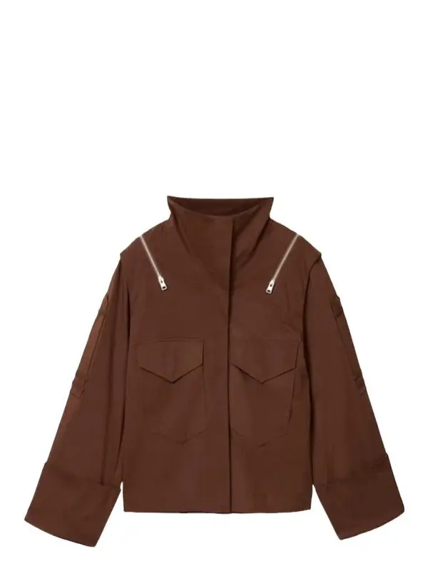 ALLSAINTS Leighton Cotton Utility Jacket With Stand Collar And Zip Closure - Penny Brown