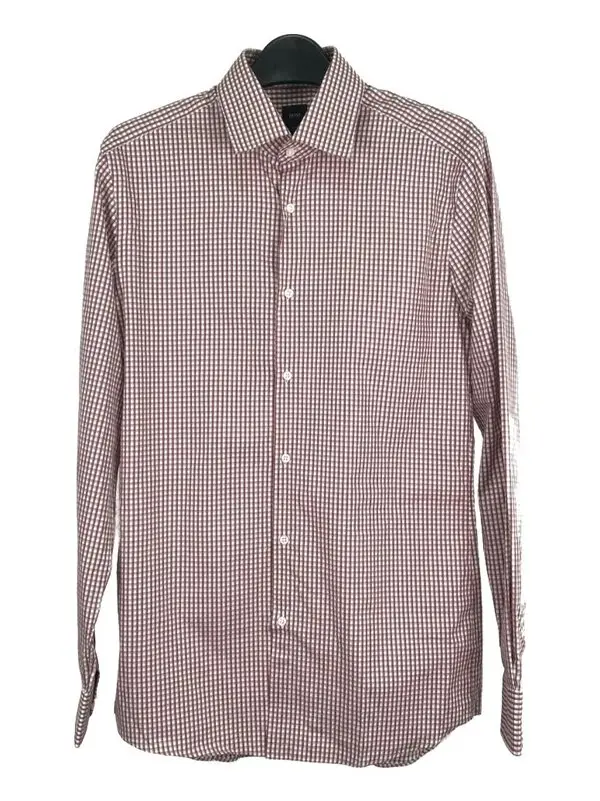 Hugo Boss Lapel Long-sleeved Shirt With Small Plaid Pattern - Multicolor