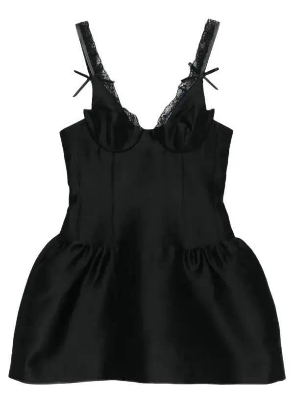 SHUSHU/TONG Lace-trimmed Corset Mini Dress - Black