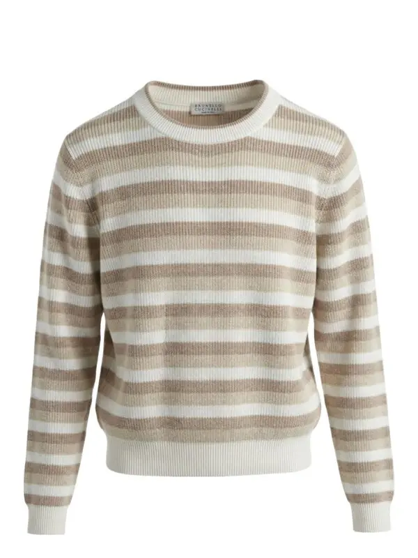 Brunello Cucinelli Striped Crewneck Sweater - Nude