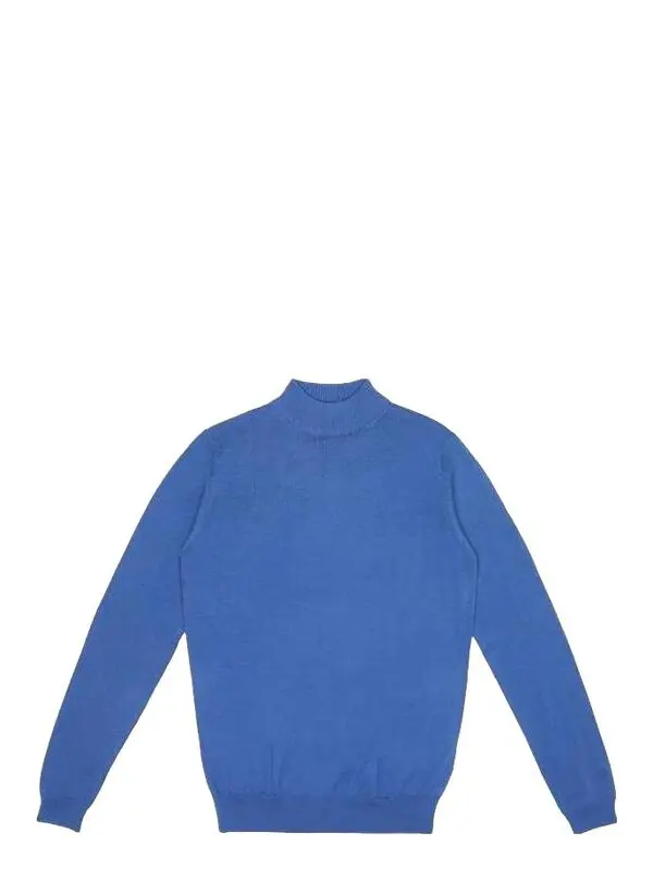 Karl Lagerfeld High Neck Long Sleeve Knit Sweater - Blue