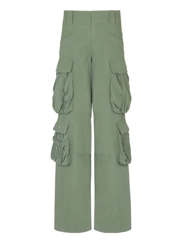 Balmain Cotton Cargo Pants With Belted Waist - Green