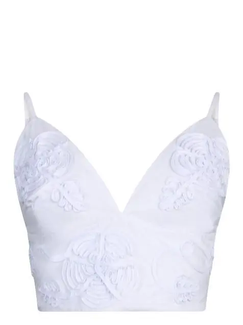 Liu Jo Embroidered Poplin Cropped Top - White