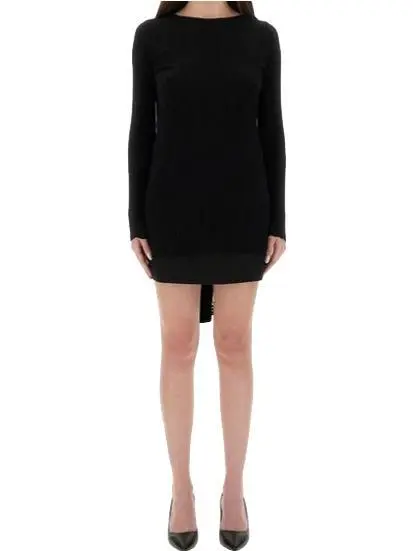 Moschino Bow Detail Rib Knit Mini Dress - Black