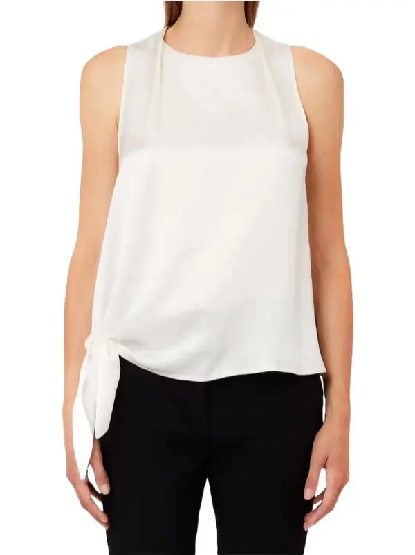 Liu Jo Satin Top With Bow Detail - Off White