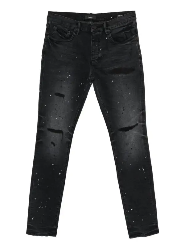 PURPLE BRAND Distressed Splatter Denim - Charcoal