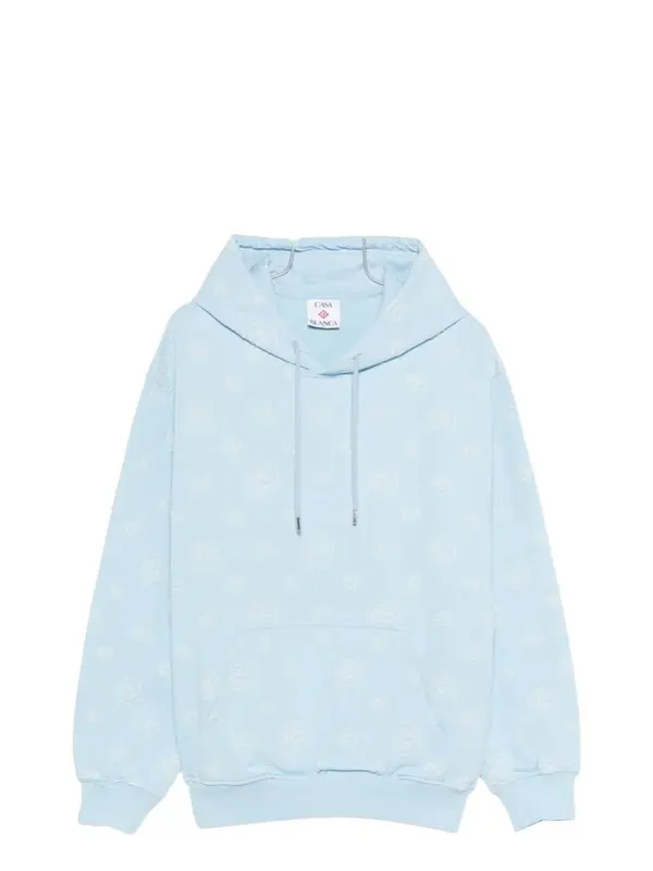 Casablanca Monogrammed Long Sleeve Hoodie - Blue