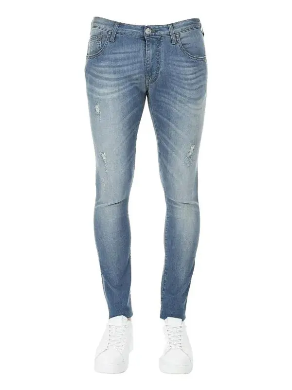 Emporio Armani Logo Detail Skinny Fit Jeans - Blue