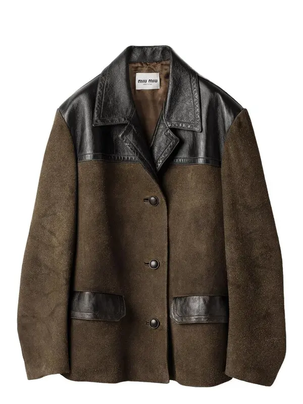 Miu Miu Panelled Button-up Jacket - Mud