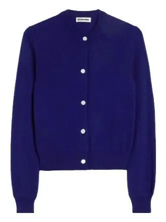 JIL SANDER Lightweight Wool Crew-neck Cardigan - Violet Night