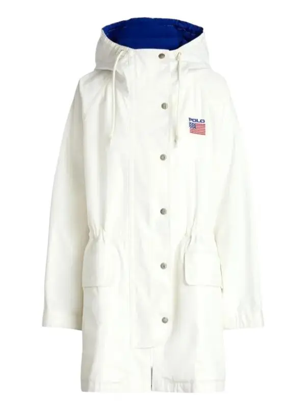 Polo Ralph Lauren Flag-embroidered Hooded Drawstring Jacket - White