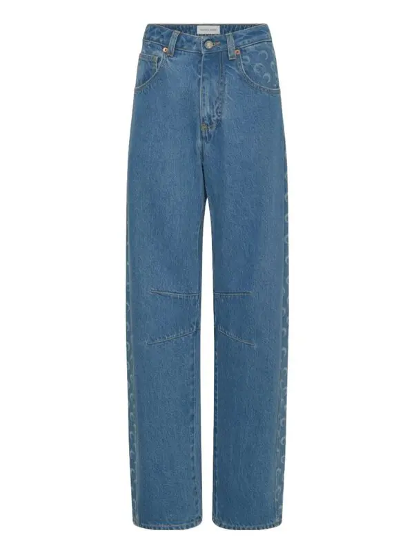 MARINE SERRE Moon Print Wide-leg Jeans - Light Blue