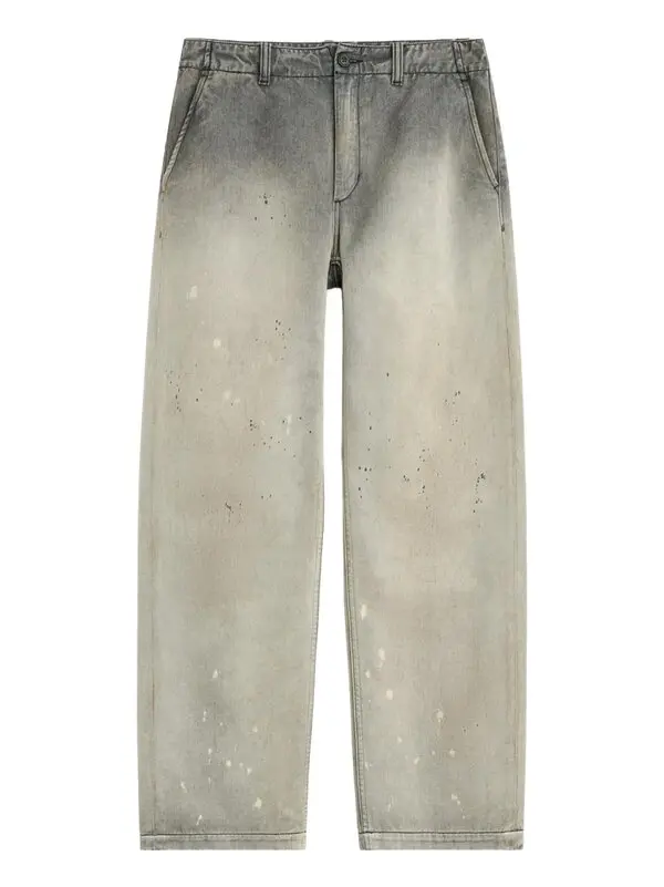 Our Legacy Paint-splatter Faded Wide Leg Jeans - Nude