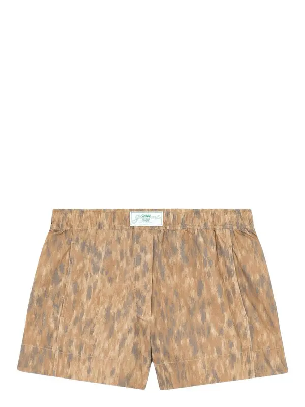 GANNI Printed Elastic Waistband Shorts - Nude