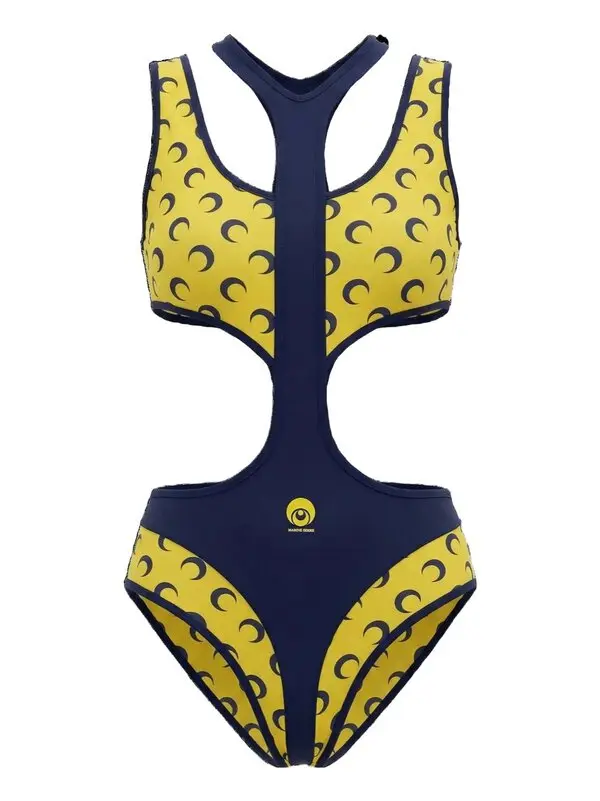 MARINE SERRE All-over Moon Cut-out Bodysuit - Blue