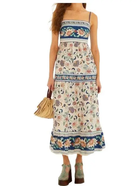 Farm Rio Floral Tapestry Maxi Dress - Nude