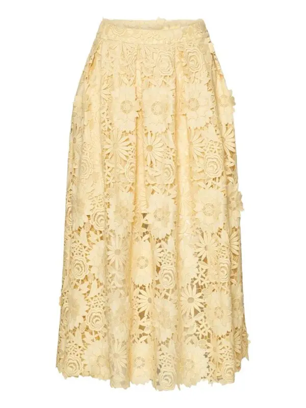 ROTATE BY BIRGER CHRISTENSEN 3d Lace Midi Skirt - Yellow