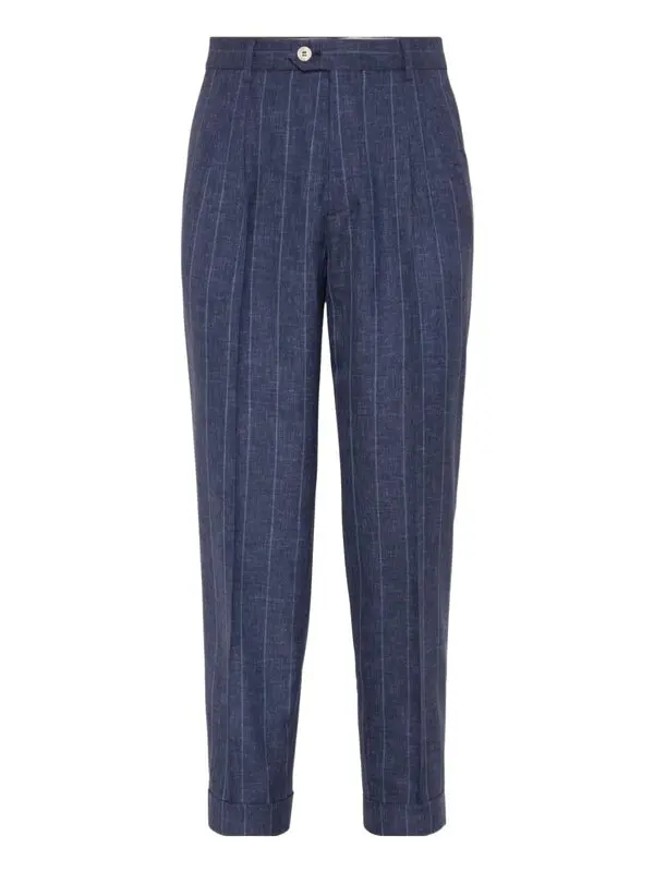 Brunello Cucinelli Tailored Striped Trousers - Blue