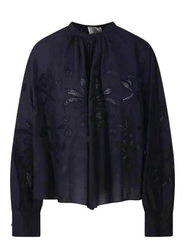 FORTE_FORTE Embroidered Balloon Sleeve Top - Notte