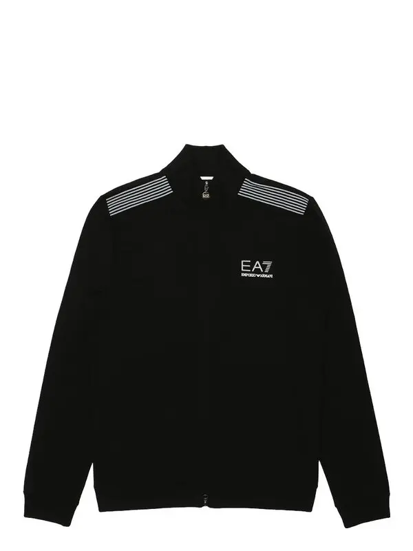 EA7 Zip Up Track Jacket With Stand Collar - Black
