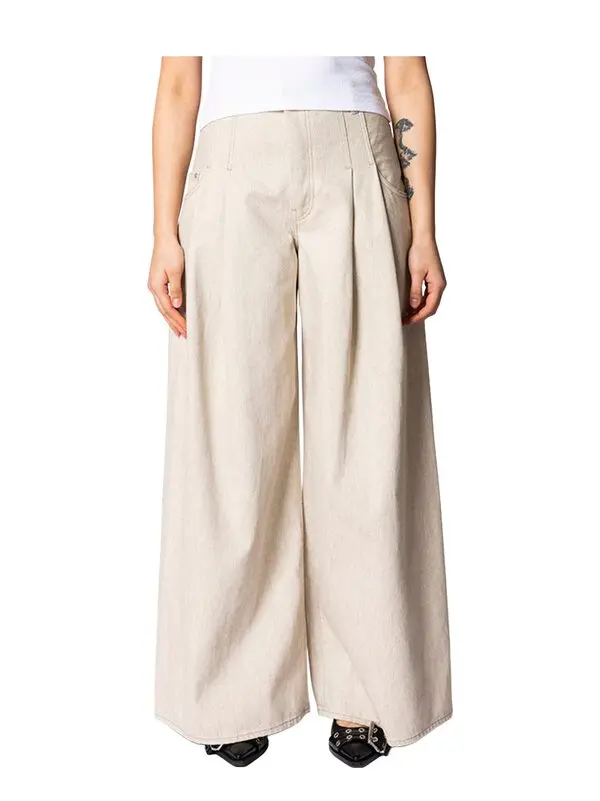 Jacquemus Pleated Detail Wide-leg Jeans - Light Beige