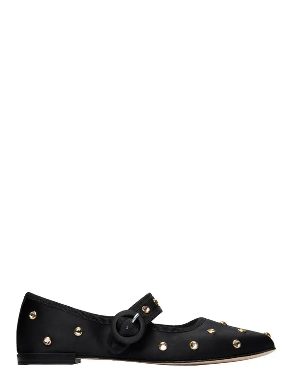 Repetto Georgia Mary Jane Flats With Rhinestone Embellishment - Black