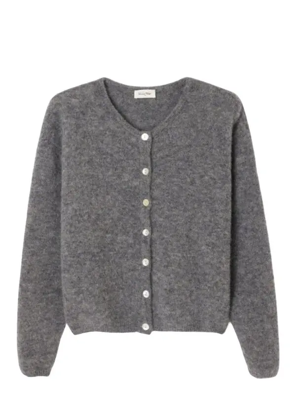 American Vintage Short Round Neck Cardigan - Gray