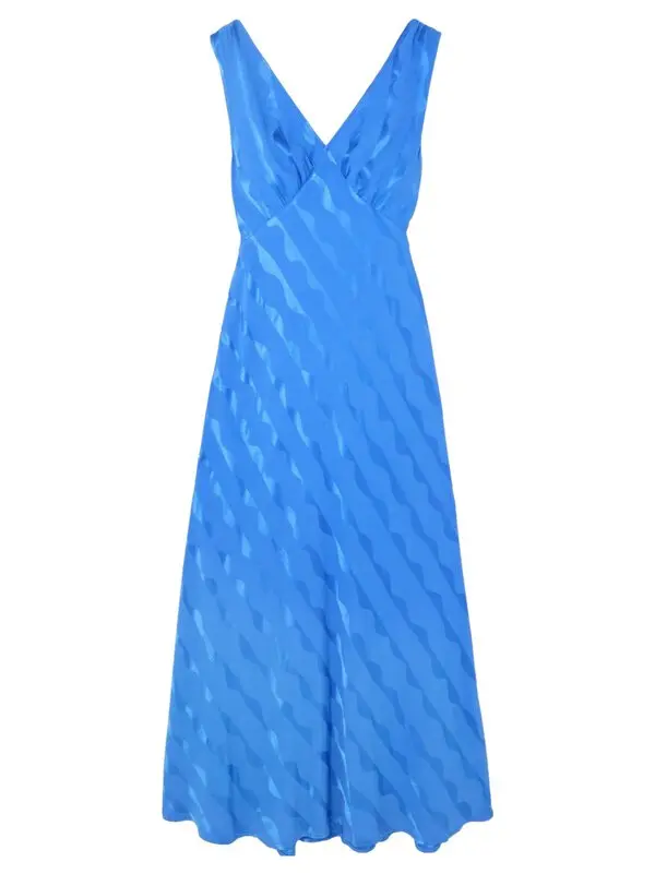 Rixo Jacquard V-neck Midi Dress - Blue