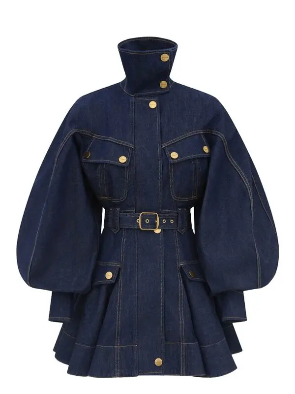 Zimmermann Luna Denim Button Belted Dress - Harbour Blue