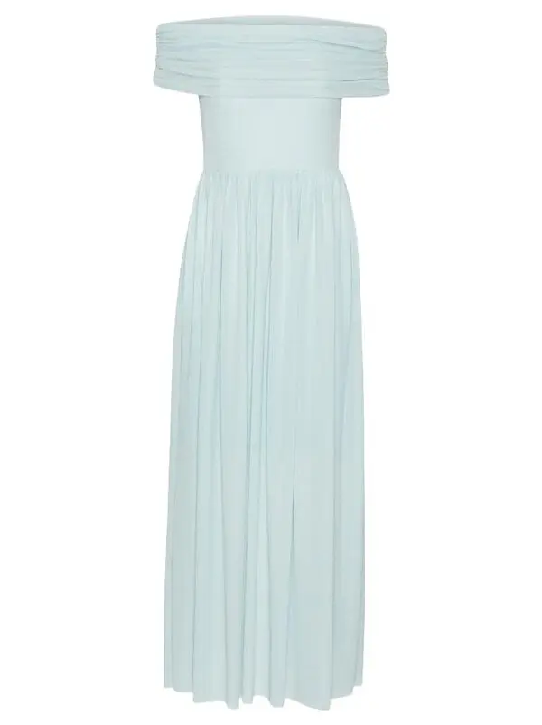 ROTATE BY BIRGER CHRISTENSEN Off-the-shoulder Asymmetrical Maxi Dress - Light Blue