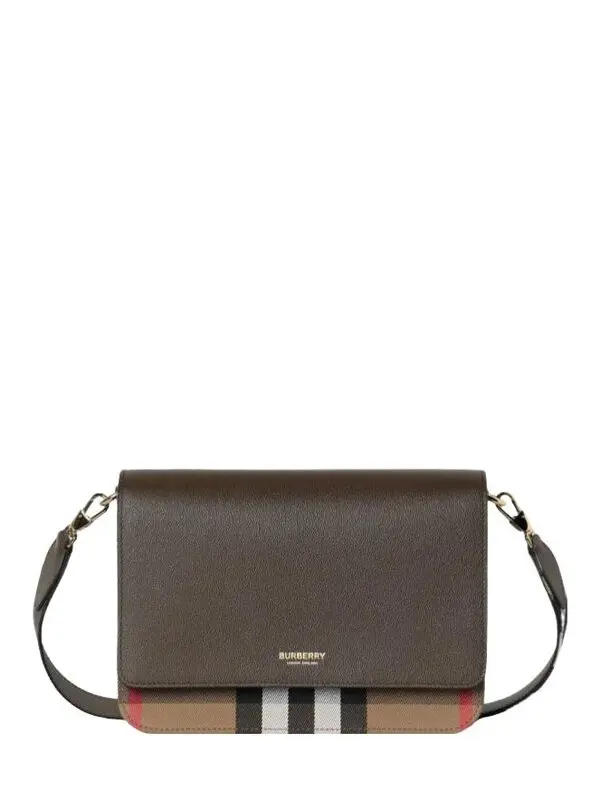 Burberry Mackford Flip Check Shoulder Bag - Black
