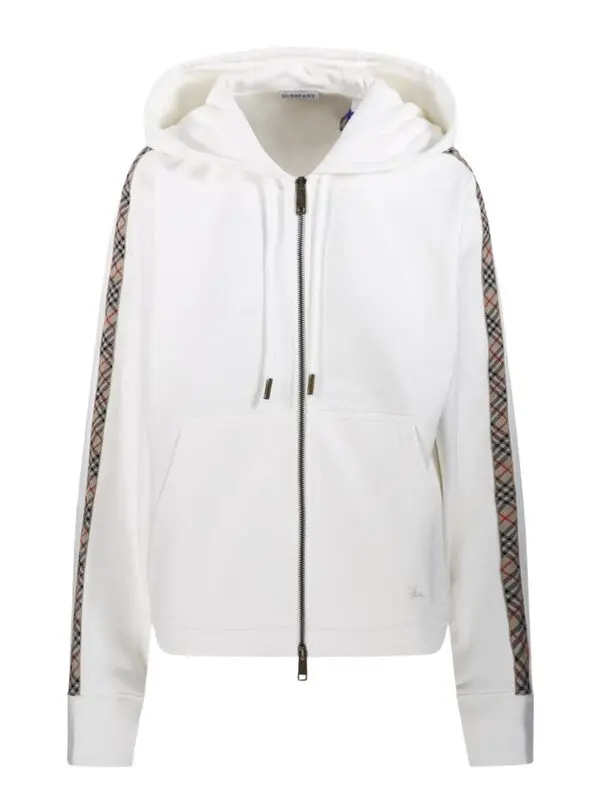Burberry Check Band Zip-up Hoodie - White