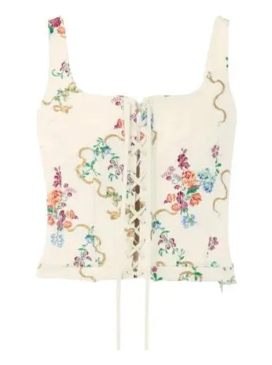 Alexander McQueen Floral Lace-up Corset Top - Polychromatic