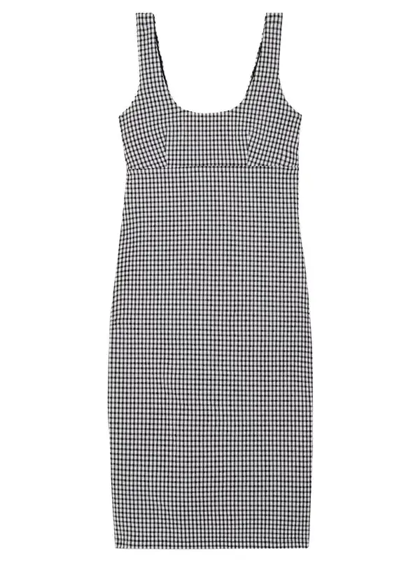 RÓHE Gingham Seersucker Mini Dress - Gray