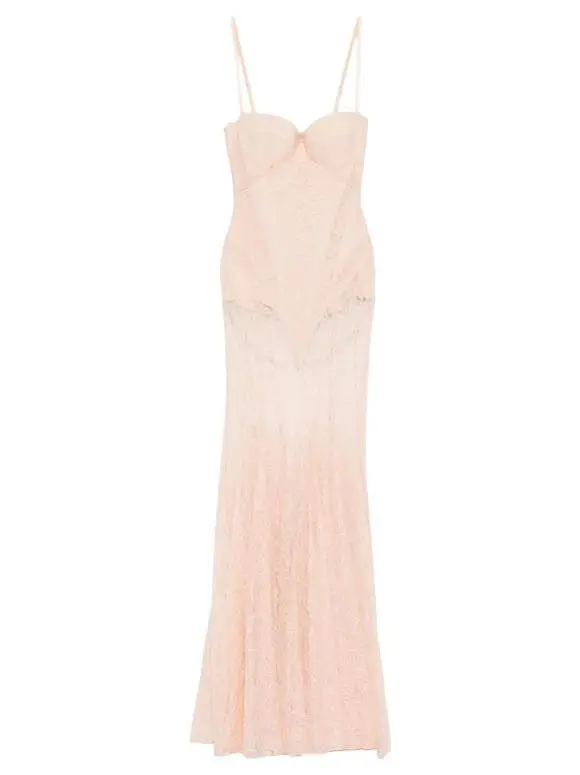 Elisabetta Franchi Lace Maxi Dress - Nude