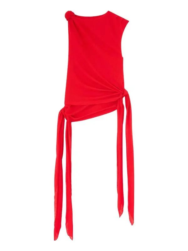 GANNI Sleeveless Asymmetrical Neckline Knot Detail Top - Espresso