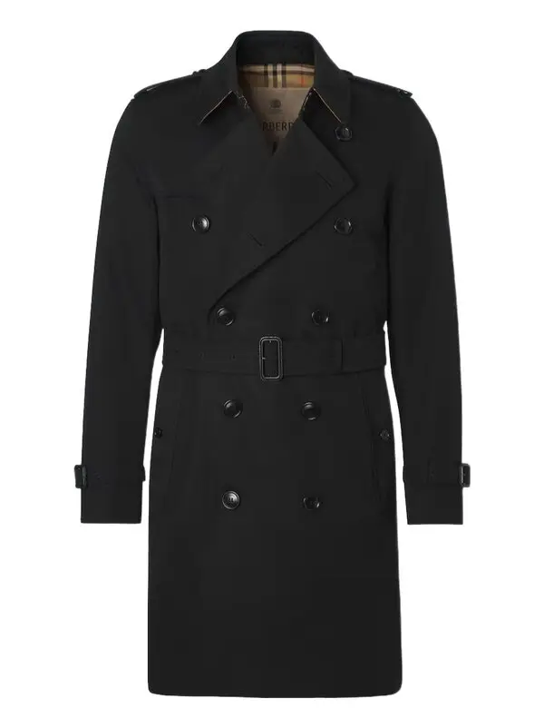 Burberry Cotton Gabardine Trench Coat - Black
