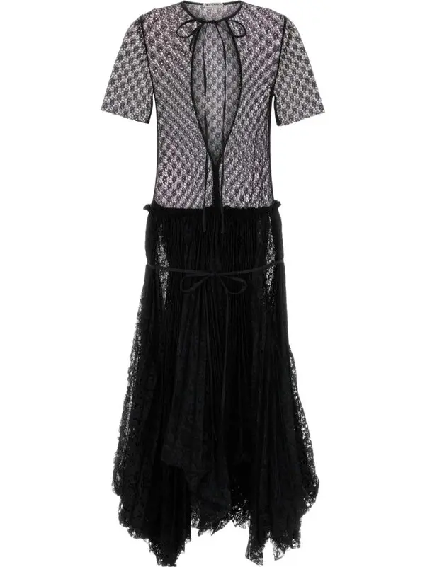 J.W.ANDERSON Jw Anderson Mixed Lace Long Dress - Black