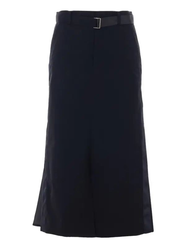 Sacai Belted Pleated Midi Skirt - Black