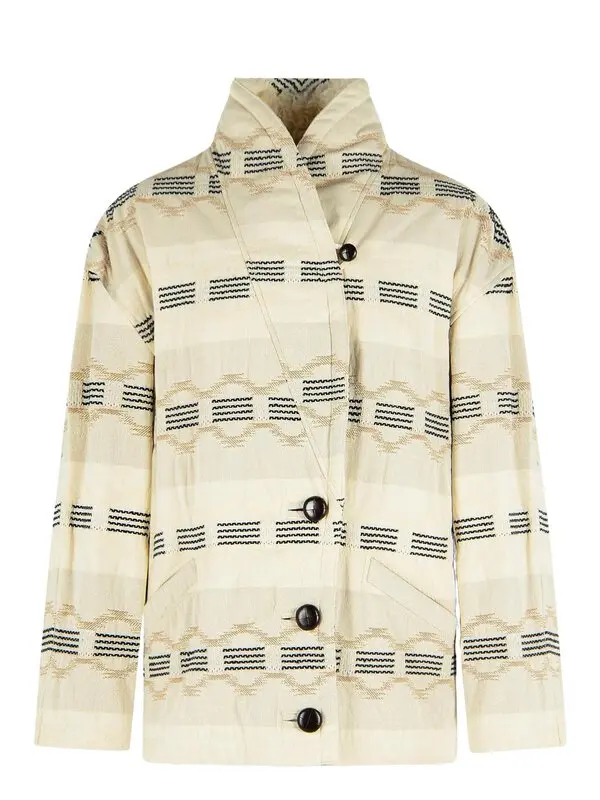 Isabel Marant Étoile Qayla Short Jacquard Coat - Beige