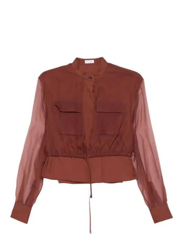 Brunello Cucinelli Pocket Drawstring Blouse - Brown