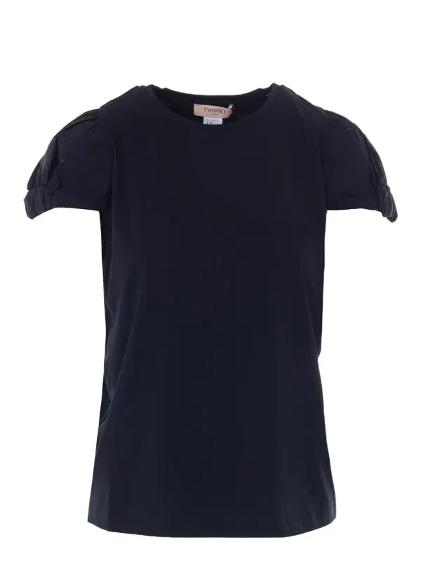 TWINSET Pleated Sleeve T-shirt - Black