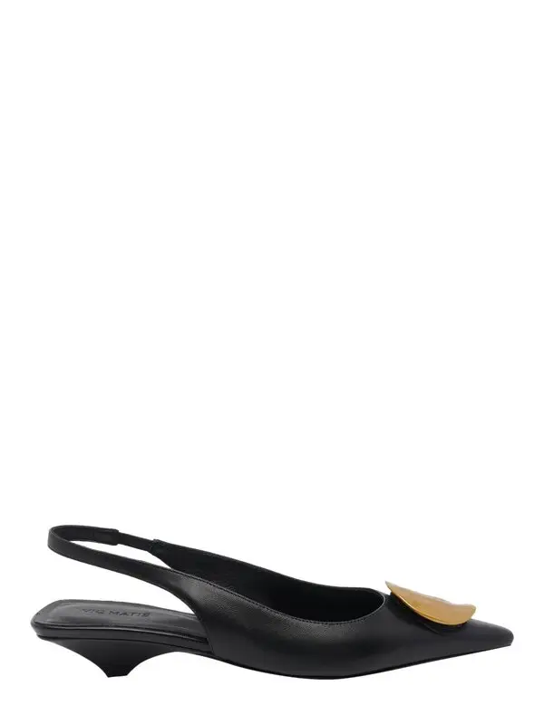 VIC MATIE Baron Slingback Heeled Pumps With Gold Detail - Black