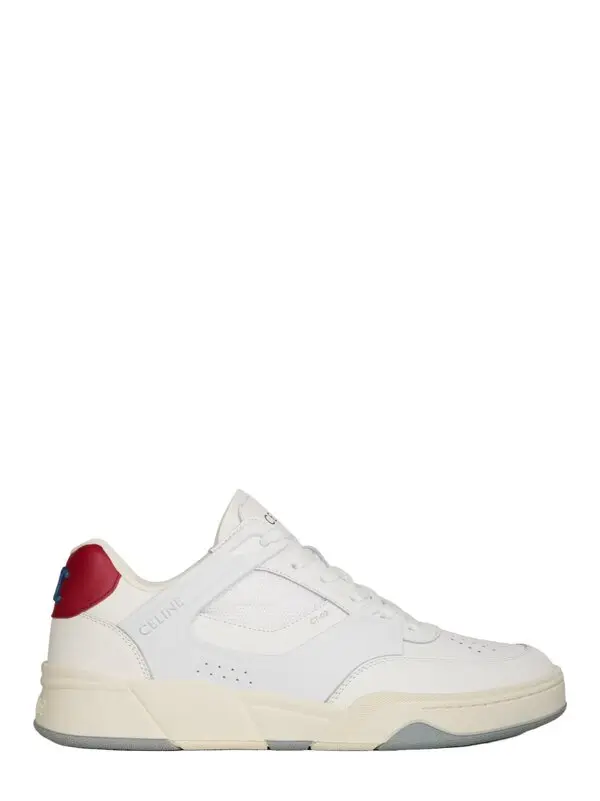 Celine Ct-09 Calfskin And Mesh Trainers - Optical White/crimson